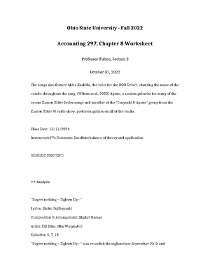 Accounting 297 Chapter 6 Worksheet - Ohio State University - Fall 2022 ...