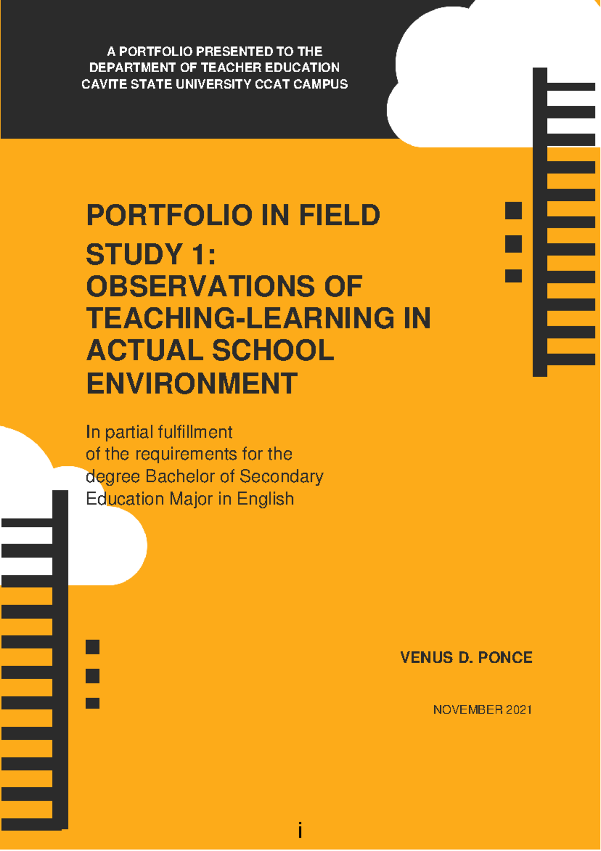 E-Portfolio for Field Study 1 - Observations in Teaching | EDFS-Ponce - Studocu