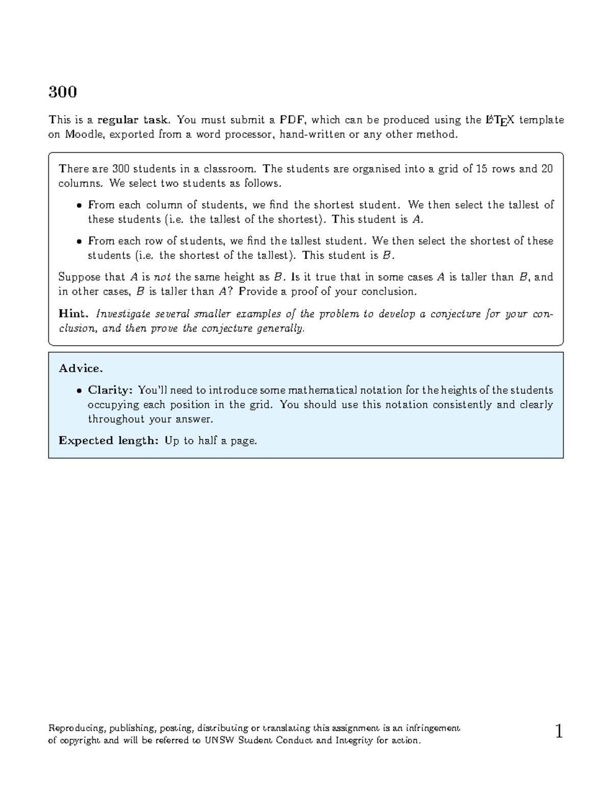 300 - Task on Student Height Comparison: Proof and Conjecture - Studocu