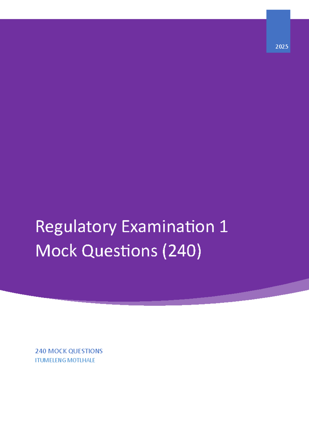 RE5 1 Mock Questions 2025 - Comprehensive Study Resource - Studocu