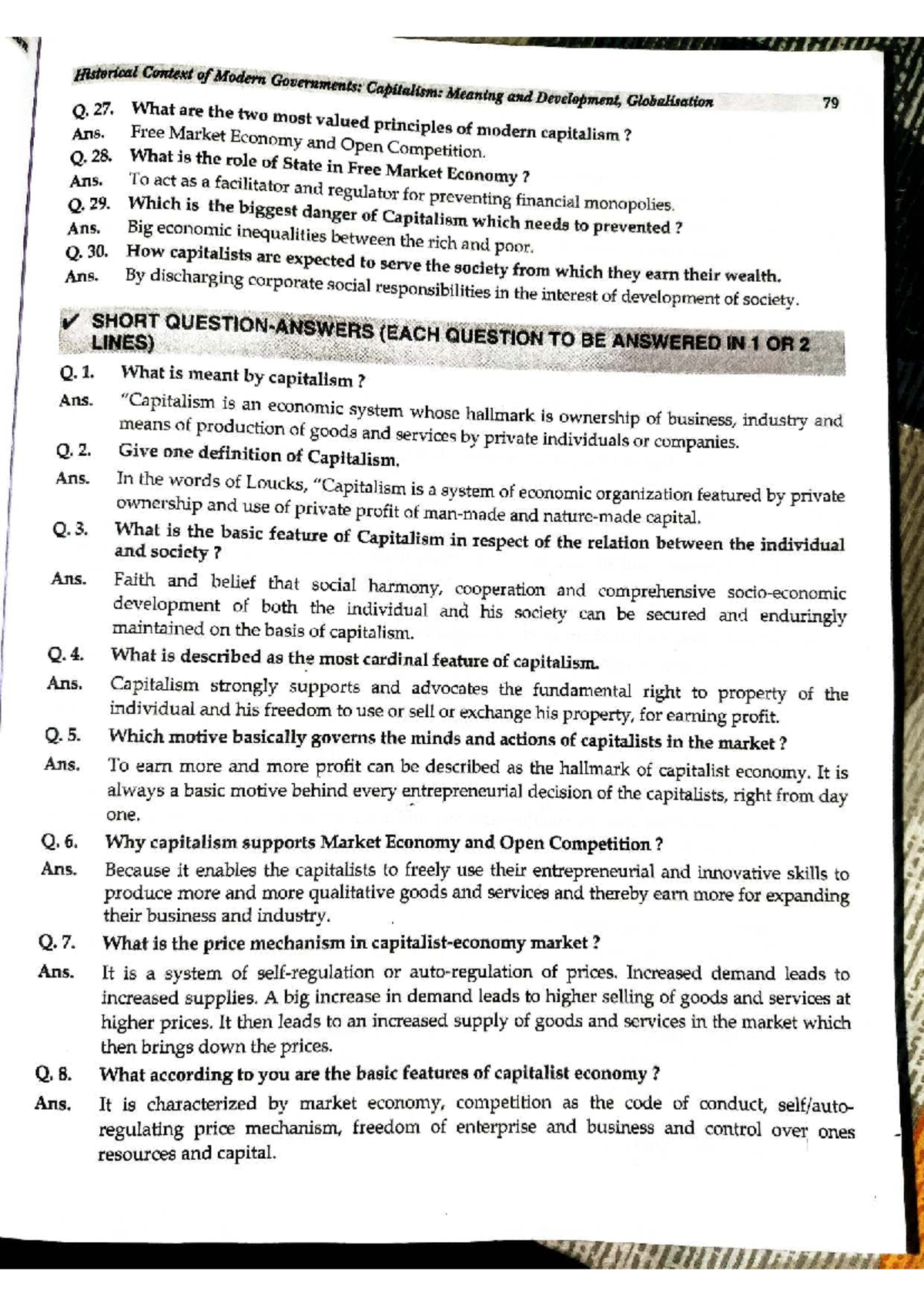 Cgp- Capitalism and Globalisation: MCQs & Short Qs Analysis - Studocu