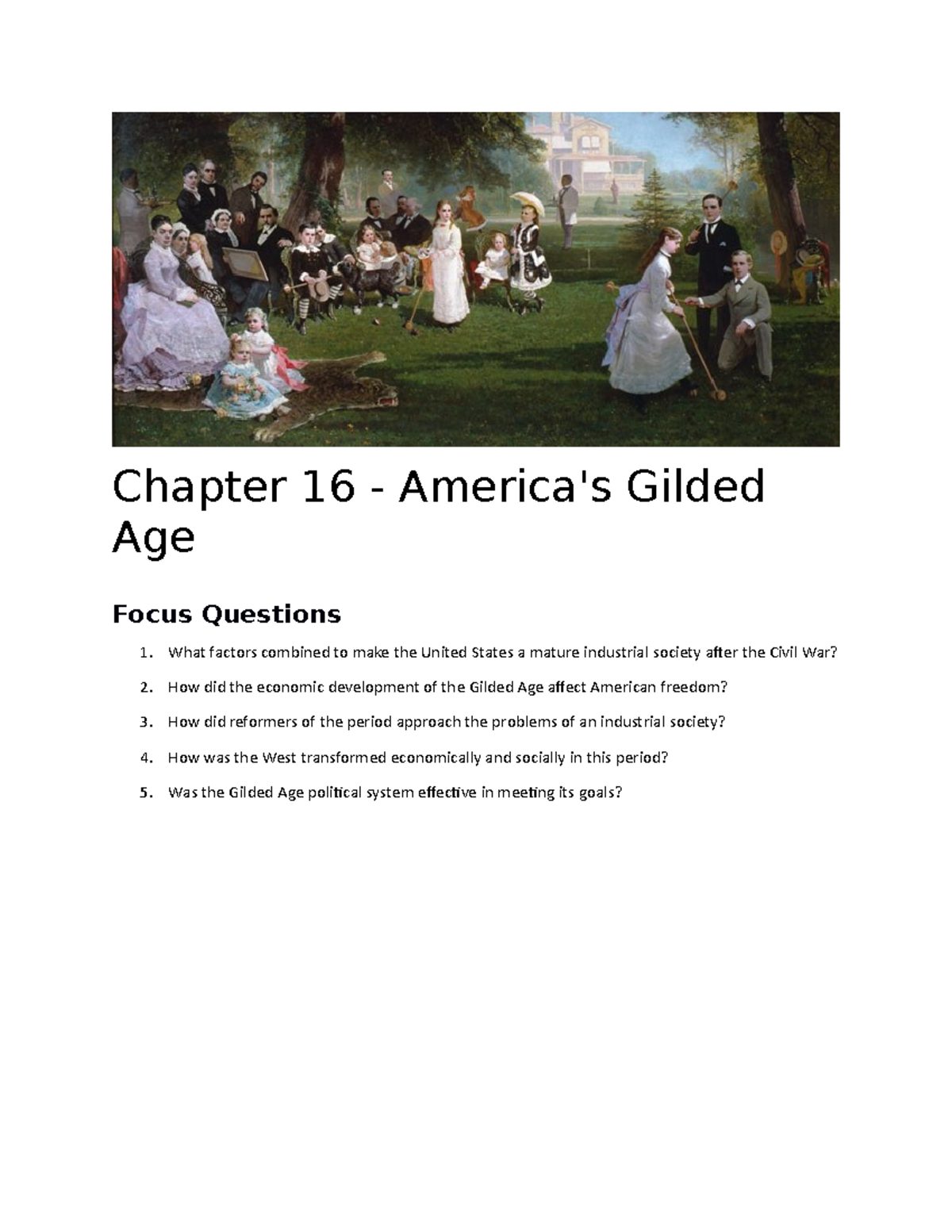 Chapter 16 - America′s Gilded Age - Chapter 16 - America's Gilded Age ...