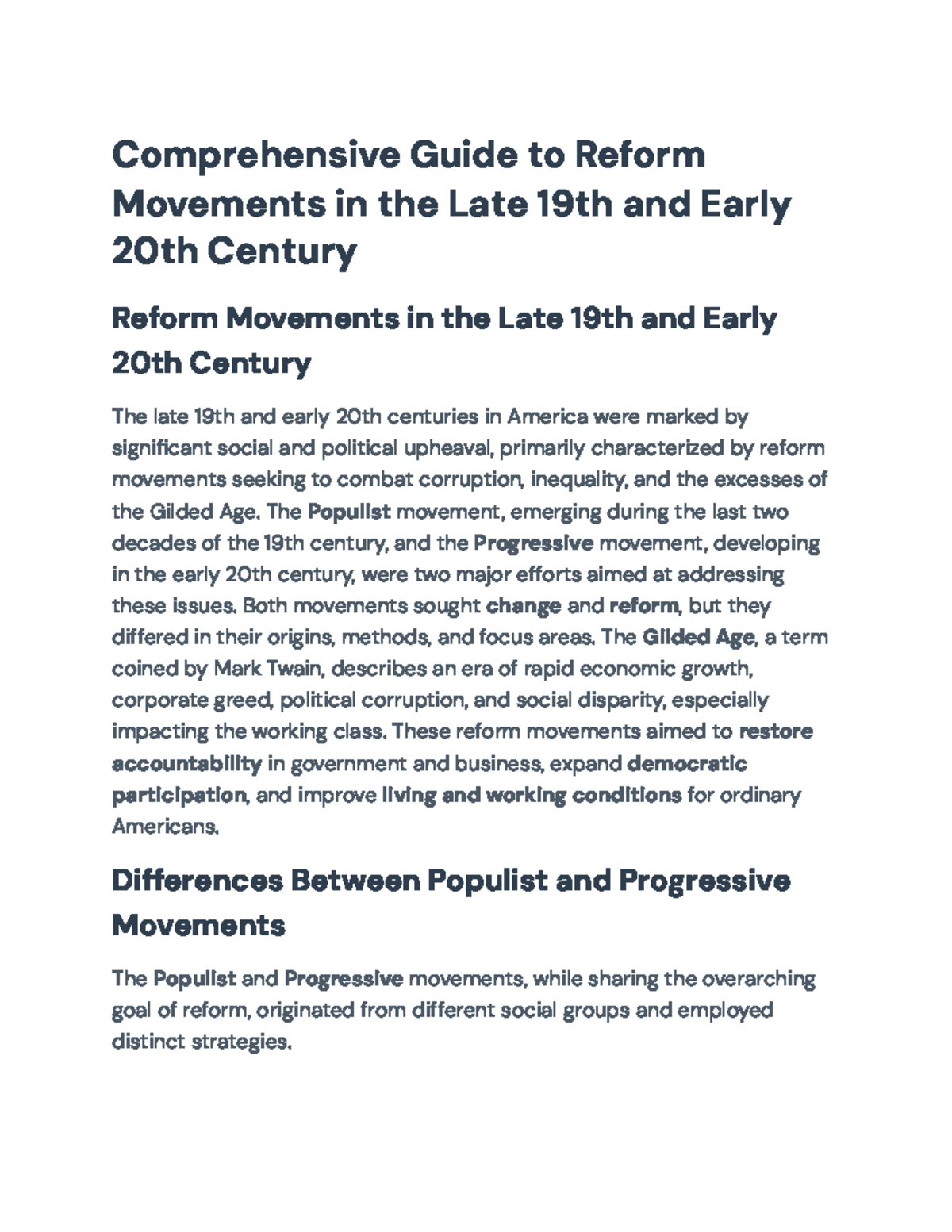 Comprehensive Overview of Populist & Progressive Movements in US ...