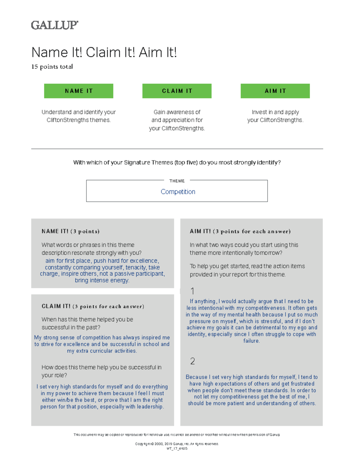 Clifton Strengths: Name It, Claim It, Aim It - 15 Points Guide 2023 ...