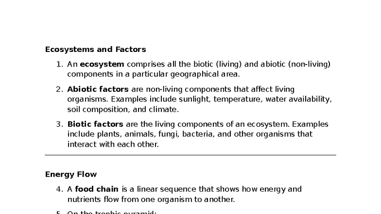 Ecosystem Dynamics: Water, Carbon, Nitrogen Cycles (BIO 101) - Studocu