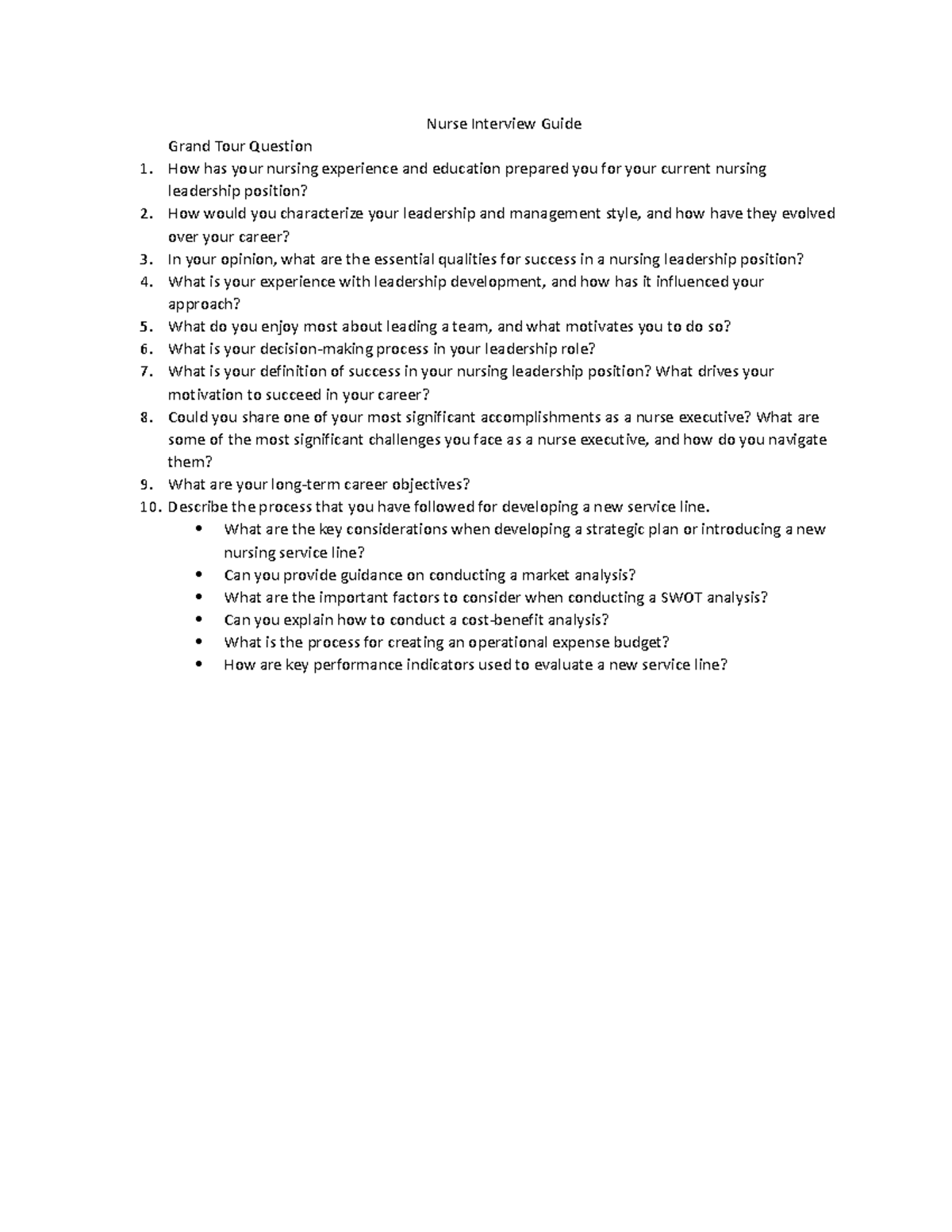 Nurse Executive Interview Guide: Key Questions for Leadership Insights ...