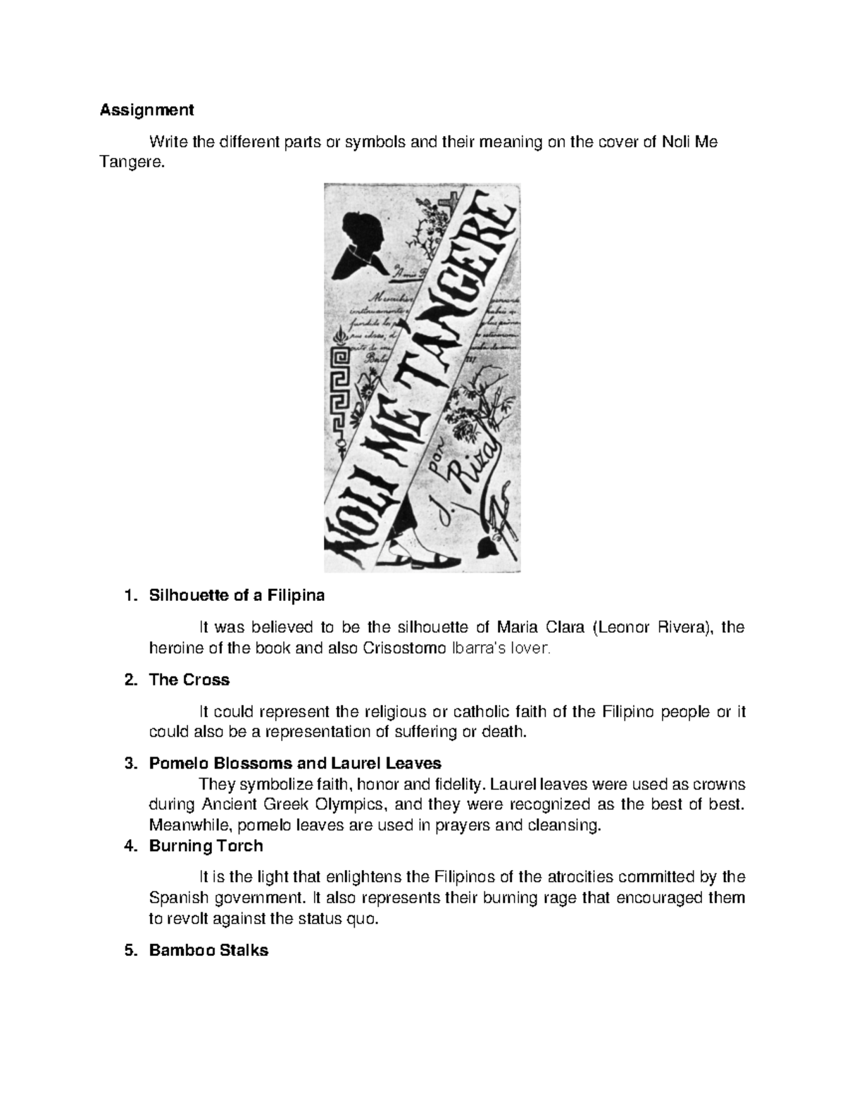 Noli Me Tangere Cover Symbols & Their Meanings Assignment - Studocu