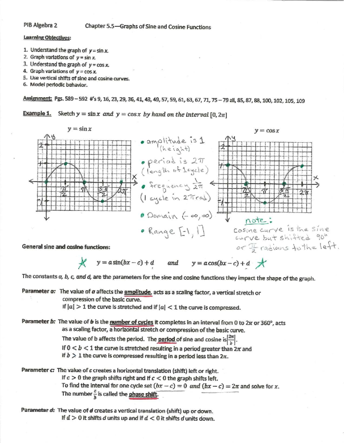 XYZ101 Final Exam Study Guide: Sine & Cosine Functions - Studocu