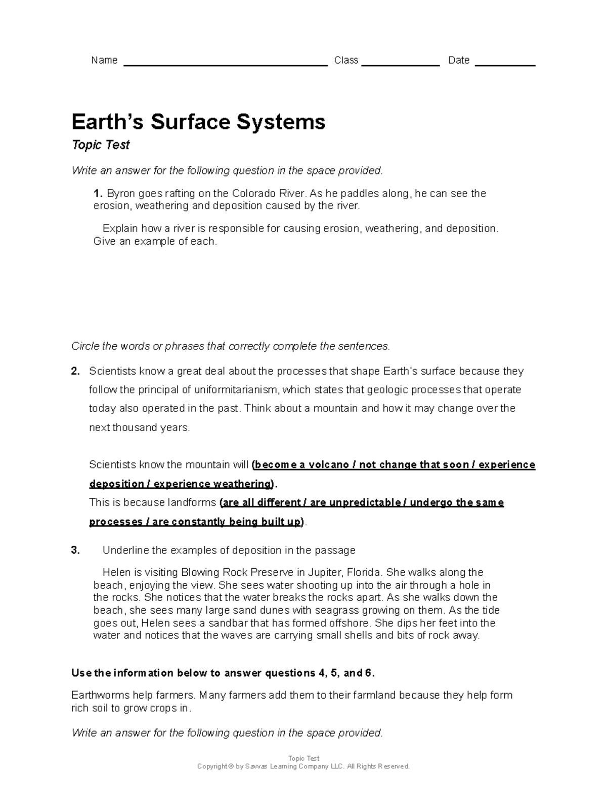 Earth's Surface Systems Topic Test Answers (MGES_EY) - Studocu