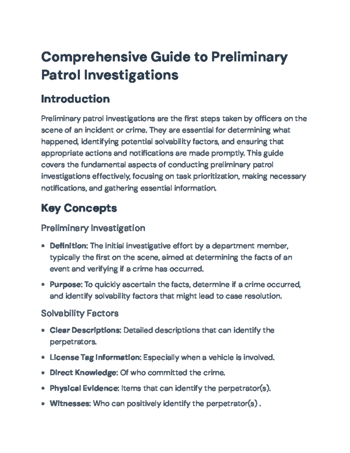 Preliminary Patrol Investigations: A Comprehensive Officer Guide ...