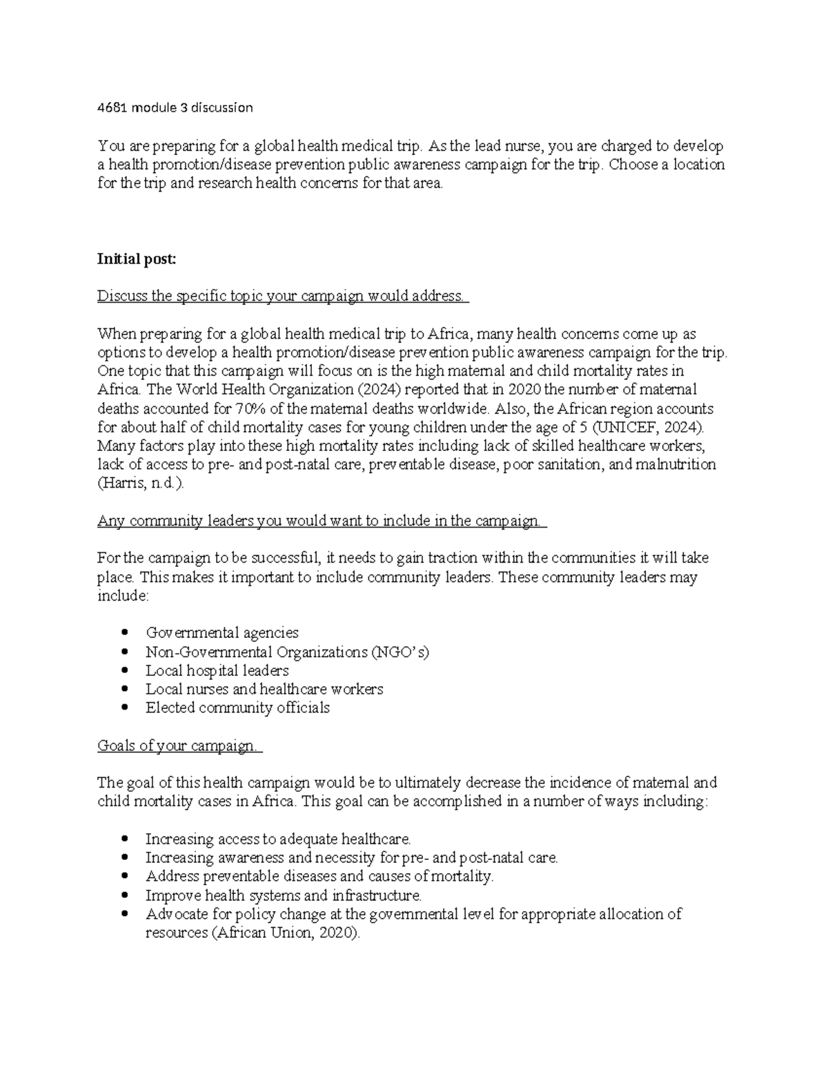 4681 module 3 discussion Public health campaign - 4681 module 3 ...