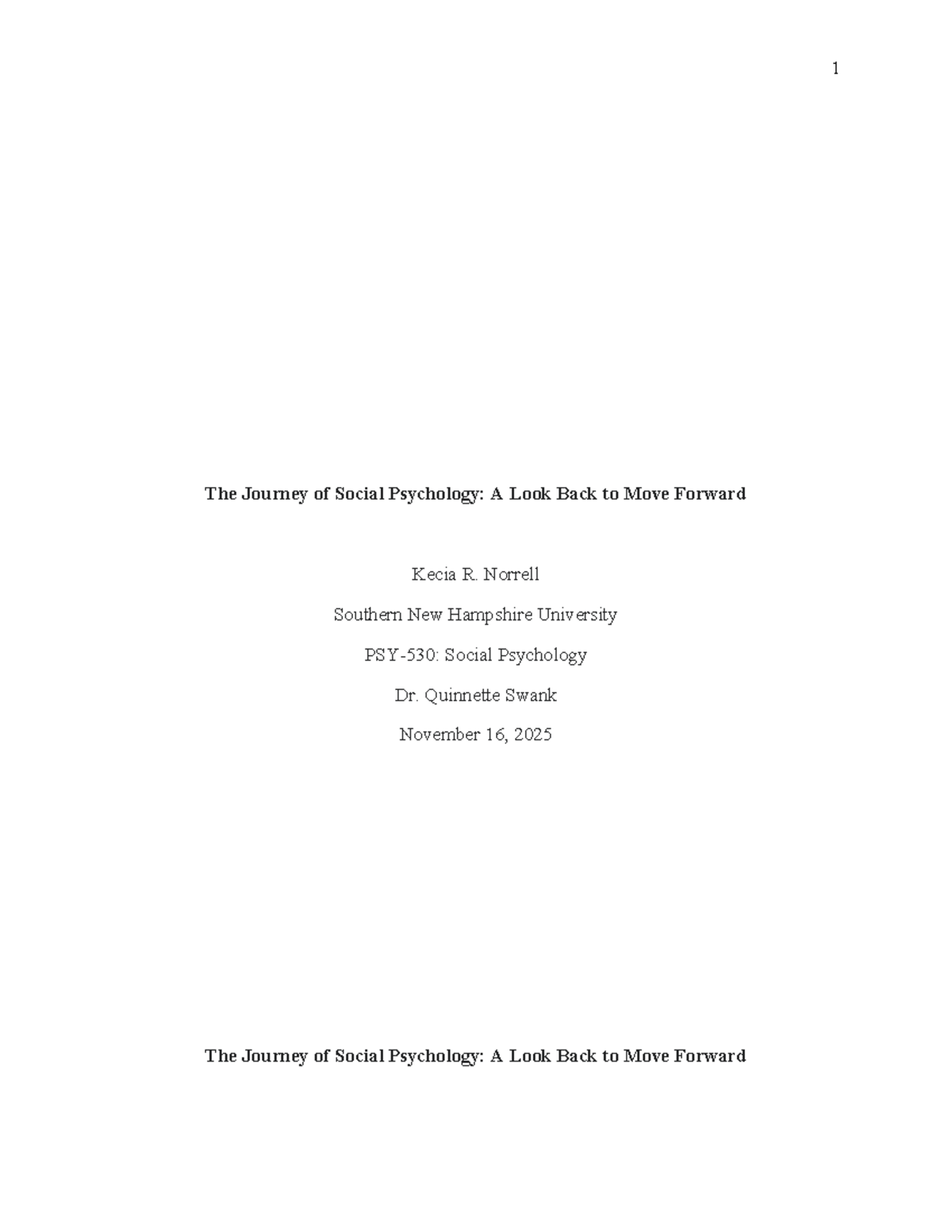 PSY530 Short Paper: The Evolution of Social Psychology - Studocu