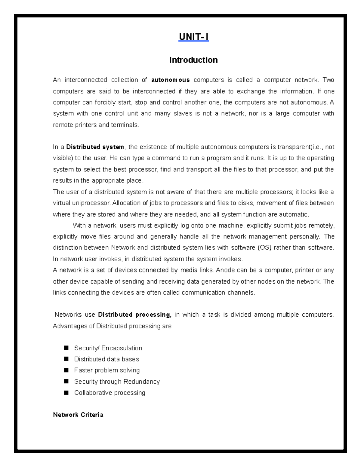Computer Networks - Lecture Notes: Introduction to Networking Concepts ...