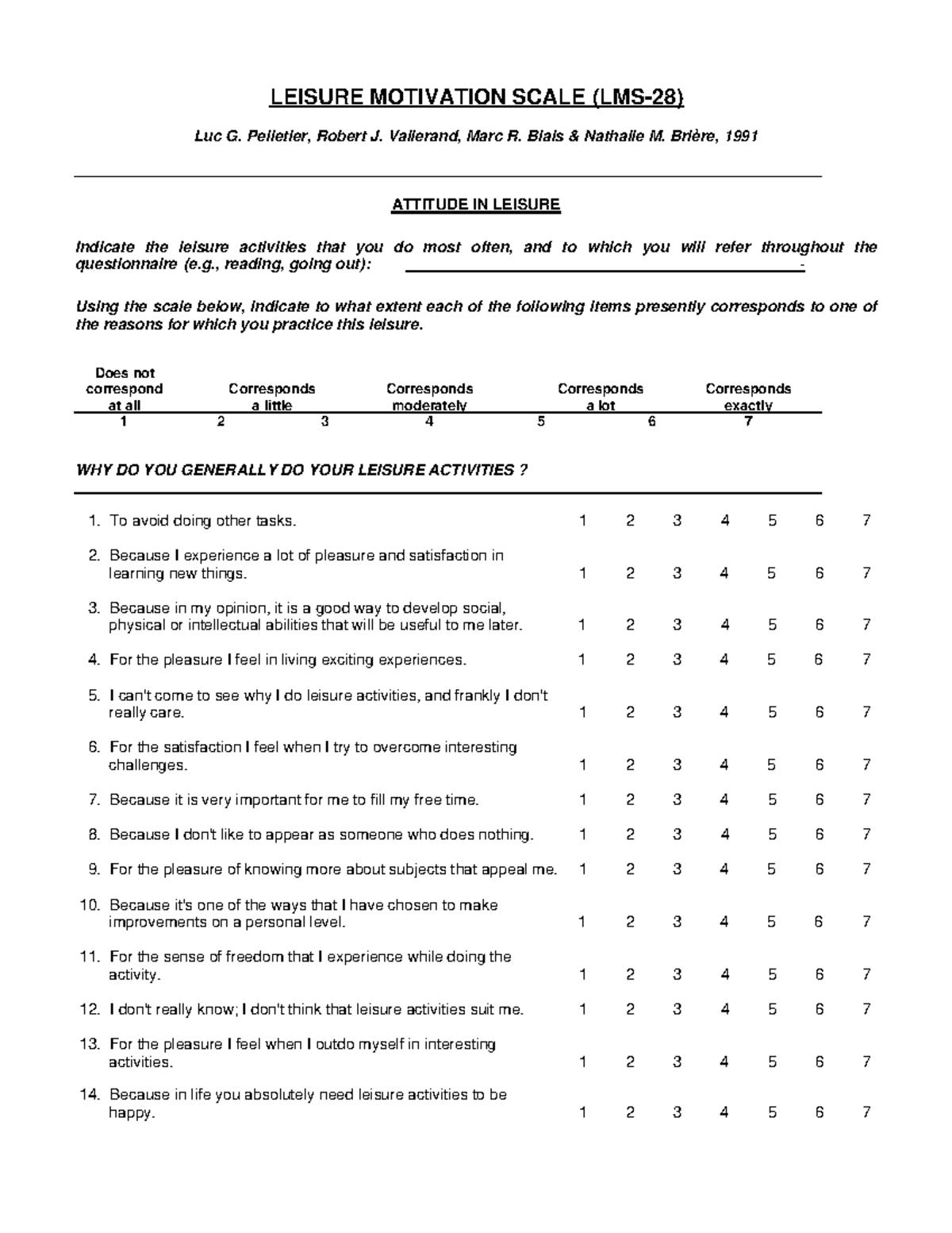 Leisure Motivation Scale: Understanding LMS-28 for Activity Choices ...