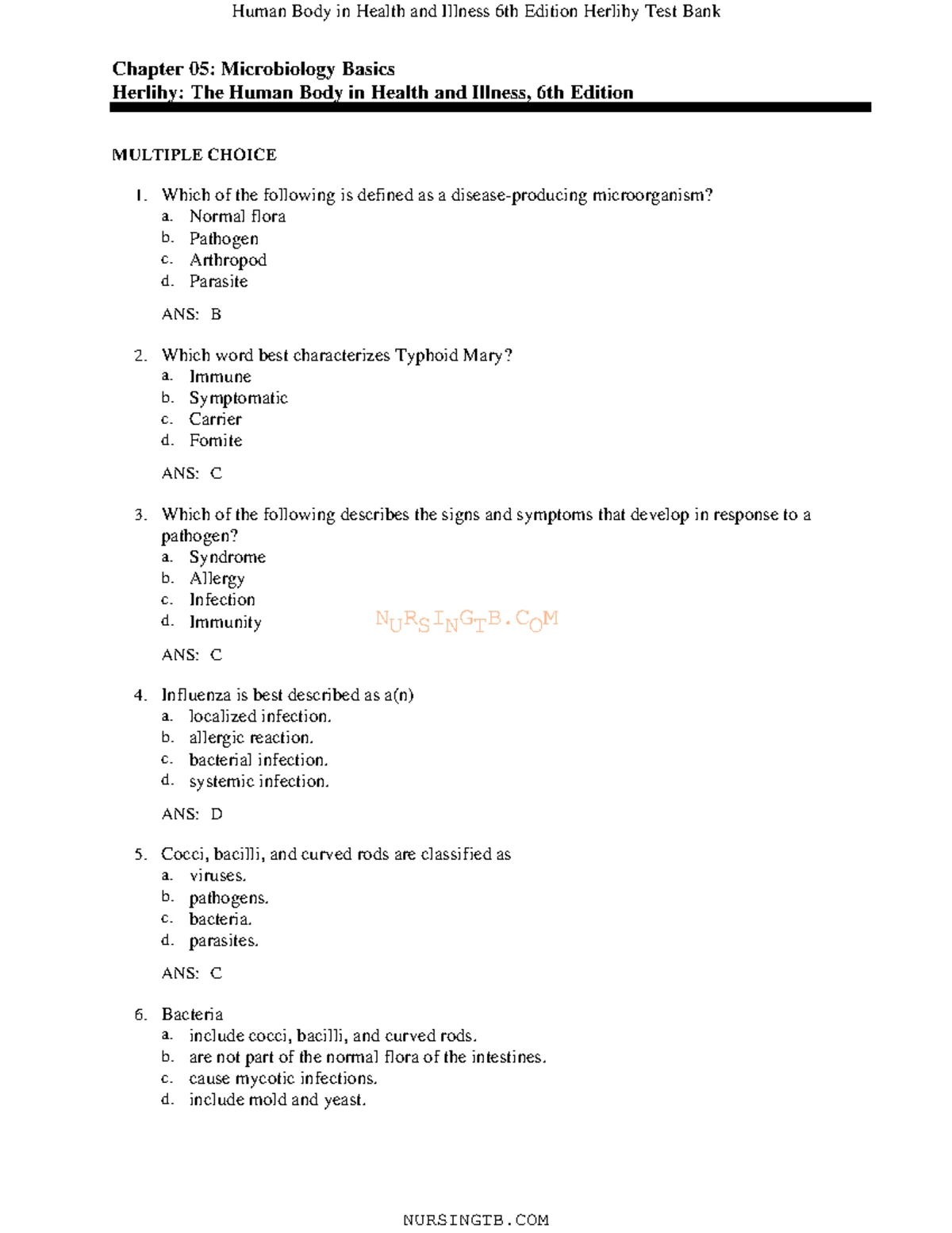 CH 6 BIO - ch 6 - NURSINGTB Chapter 06: Tissues and Membranes Herlihy ...