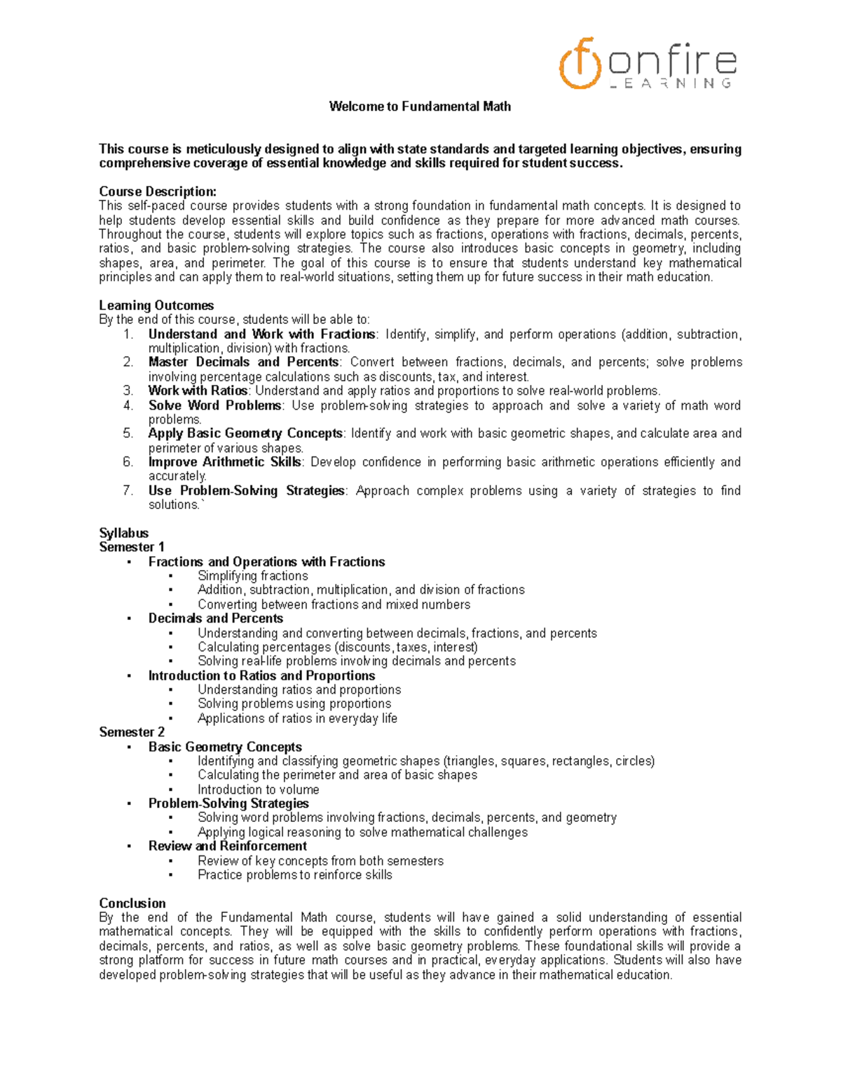 Fundamental Math Syllabus (MATH 101): Course Overview & Learning Goals ...