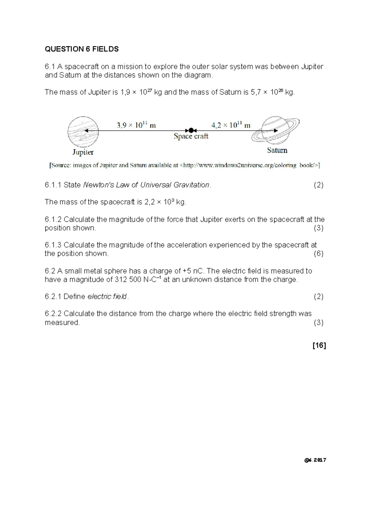 Physics 101: Gravitational & Electric Fields Problem Set - Studocu