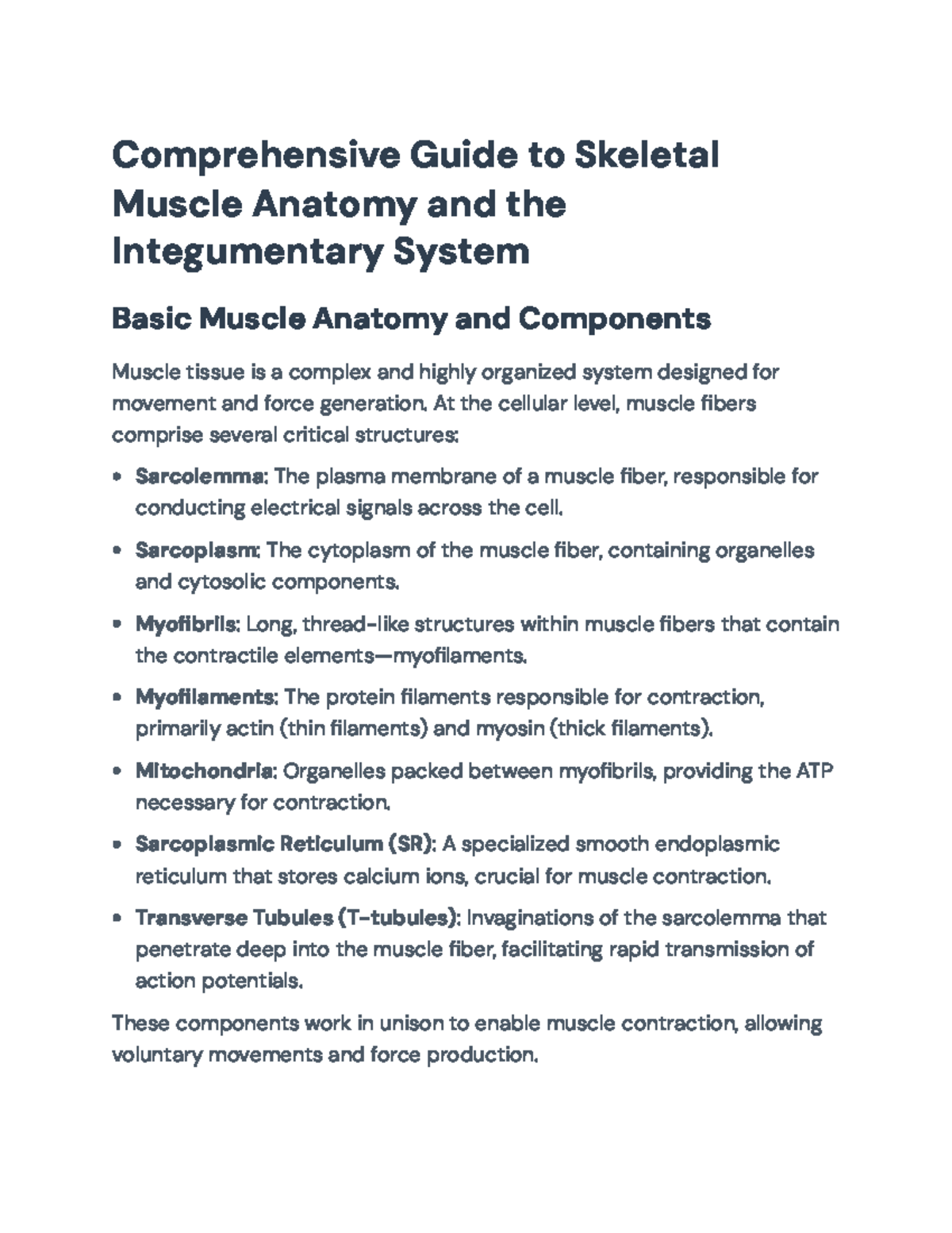 Comprehensive Guide to Skeletal Muscle Anatomy & Integumentary System ...