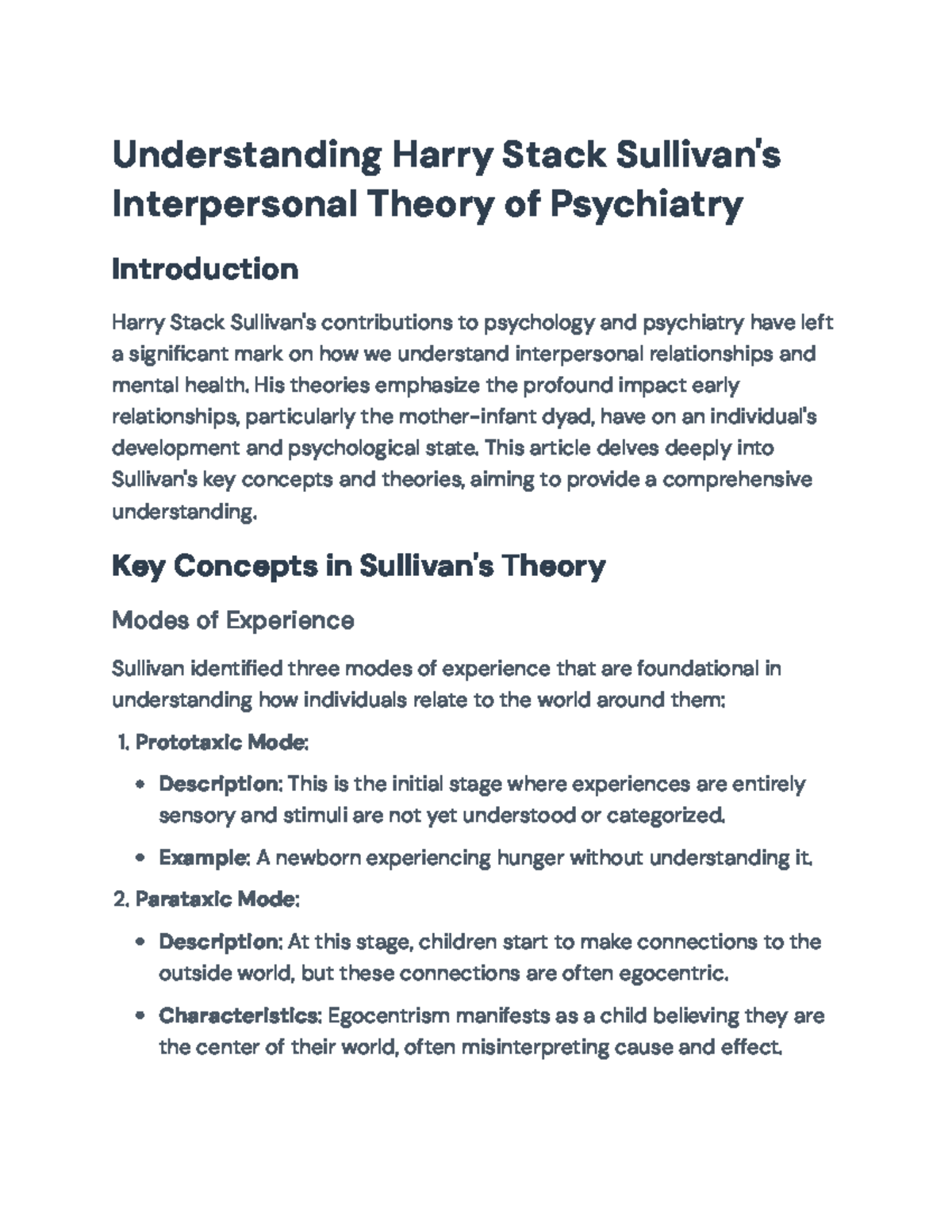 Understanding Harry Stack Sullivan's Interpersonal Theory in Psychiatry ...
