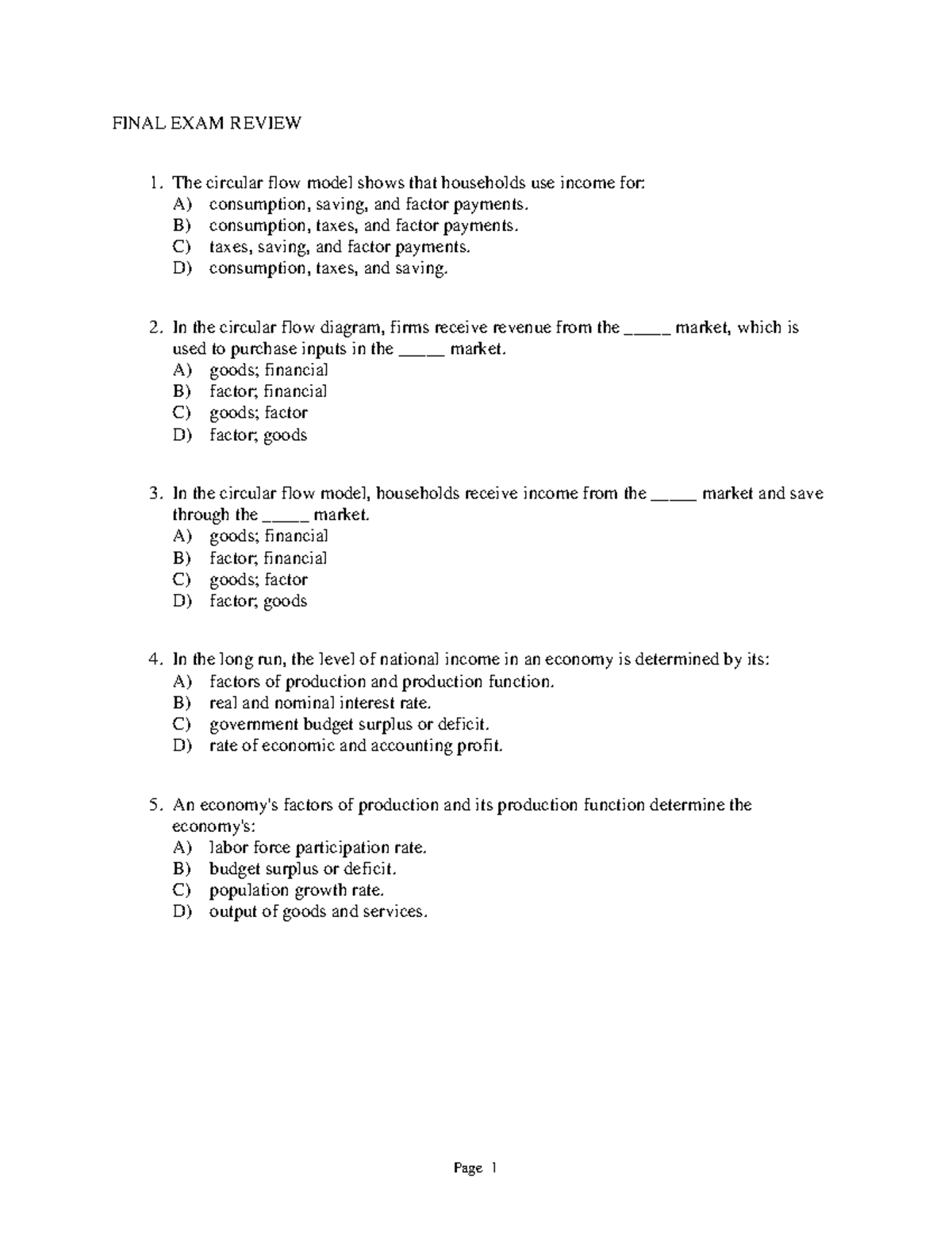 FINAL EXAM REVIEW: MANKIW ECONOMICS QUESTIONS (ECON 101) - Studocu