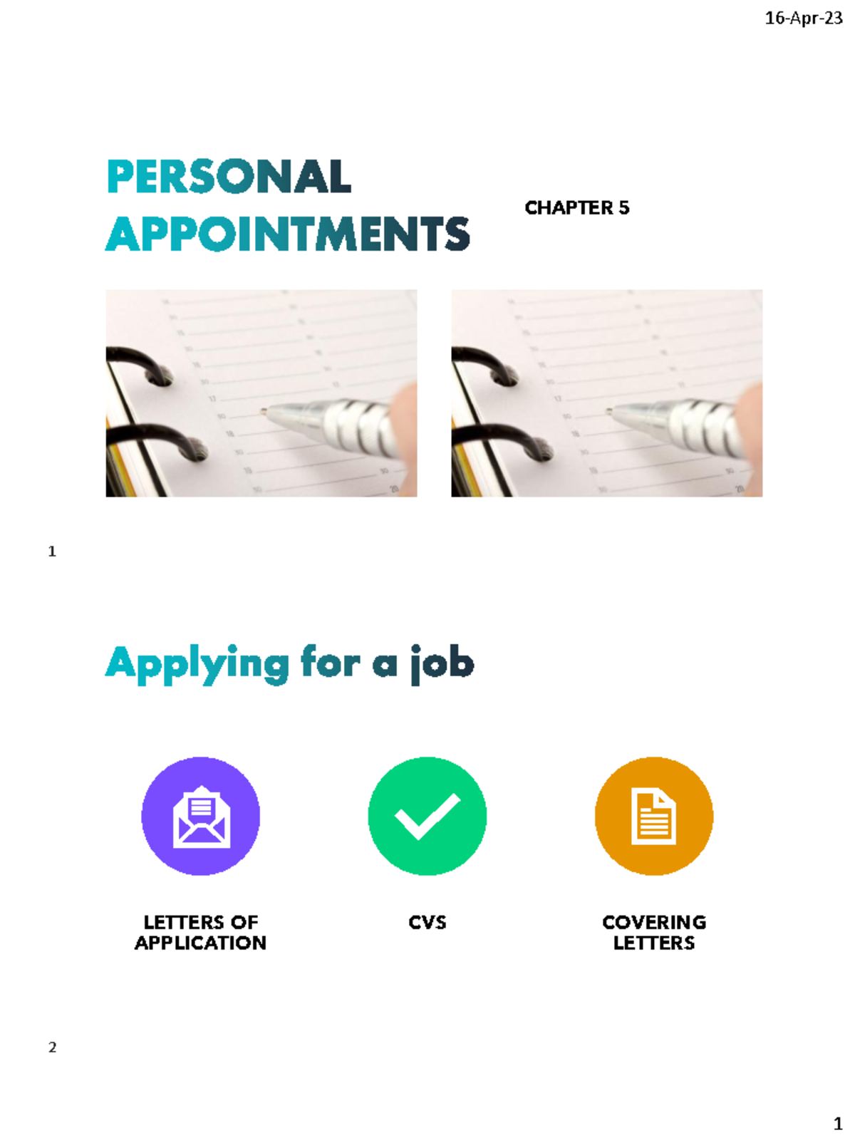 CH5: Letters of Application & CVs - Key Insights and Formats - Studocu