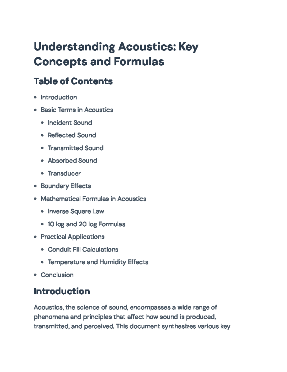 Understanding Acoustics: Key Concepts, Formulas, and Applications ...