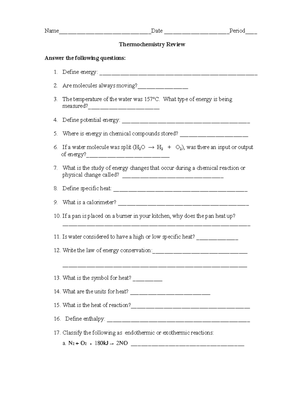 Thermochemistry & Nuclear Chemistry Review Notes (CHEM 101) - Studocu