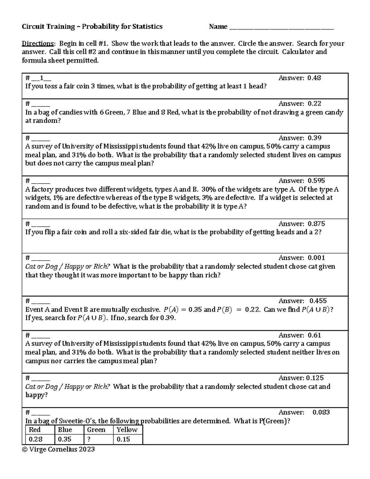 Circuit Training: Probability Concepts for Statistics-1 - Studocu