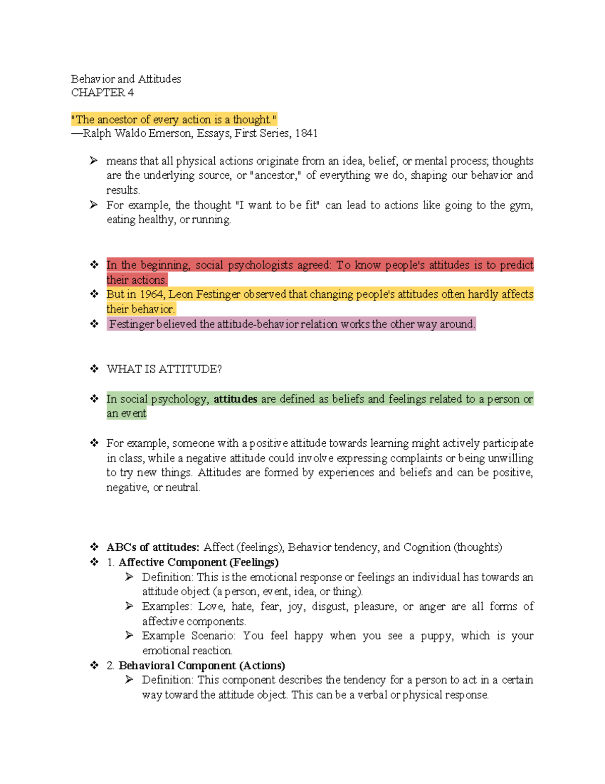 Behavior and Attitudes: CHAPTER 4 - Understanding Actions and Beliefs ...