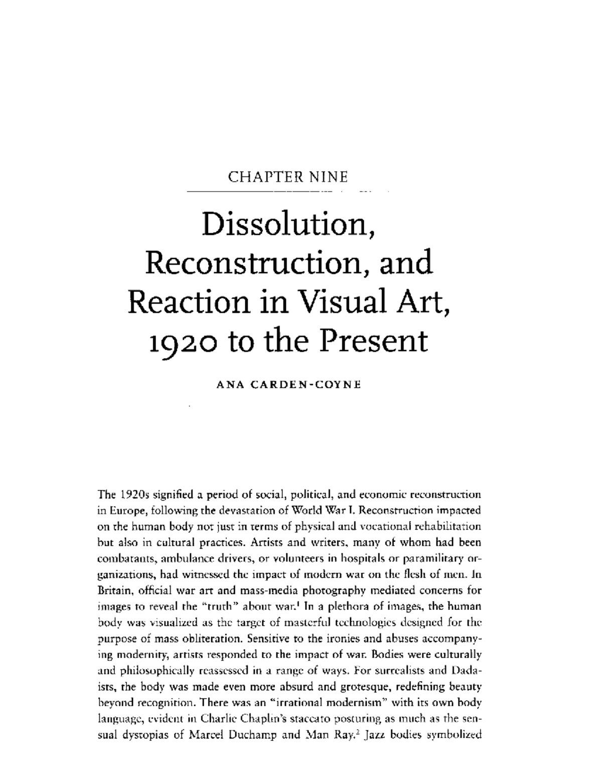 CHAPTER NINE: Dissolution, Reconstruction, and Reaction in Visual Art ...