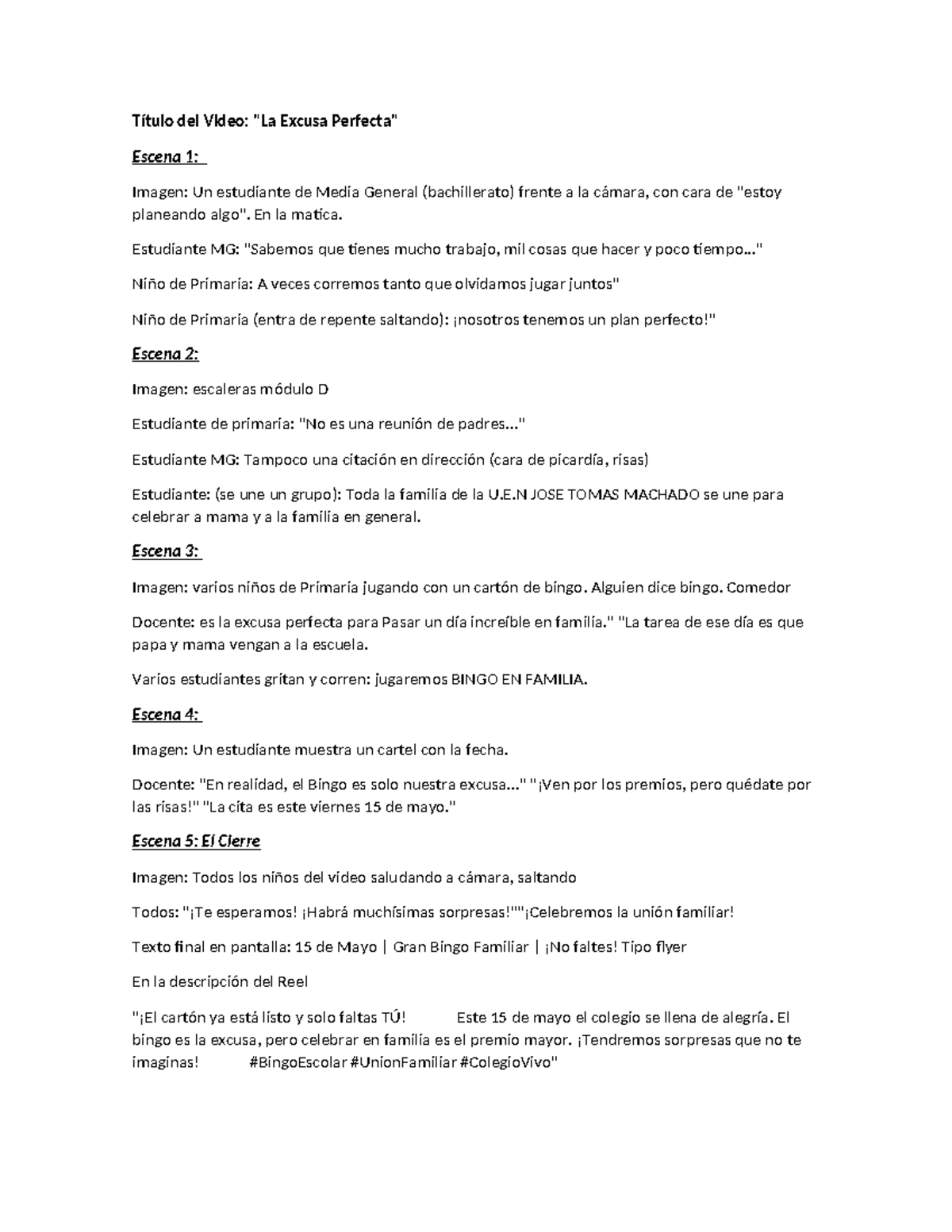 Invitación al Gran Bingo Familiar - 15 de Mayo - Studocu