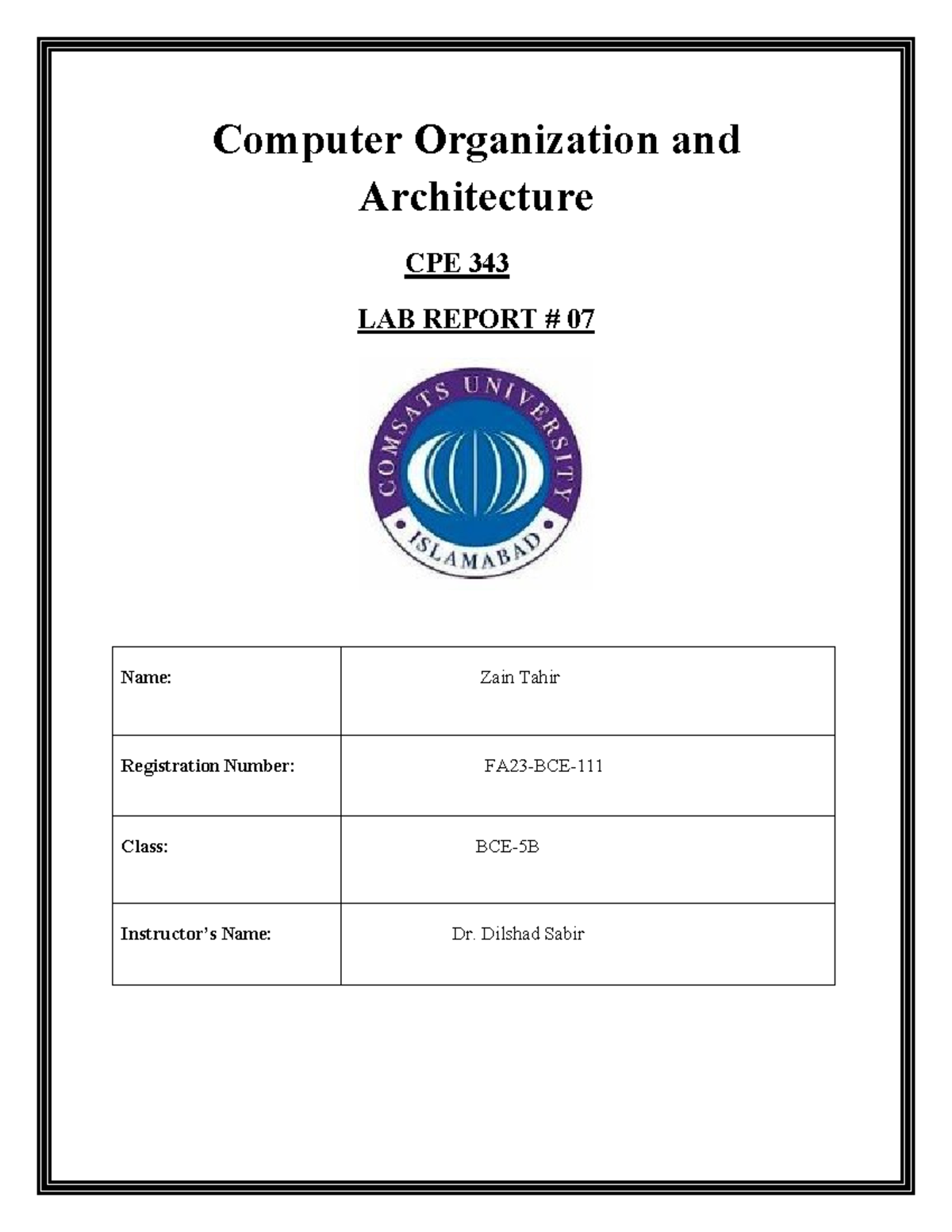 CPE 343 Lab Report 07: MIPS Instruction Fetch Module Implementation - Studocu