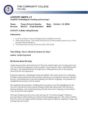 Teaching Internship Narrative Report for BSED and BEED - Tiwi Community ...