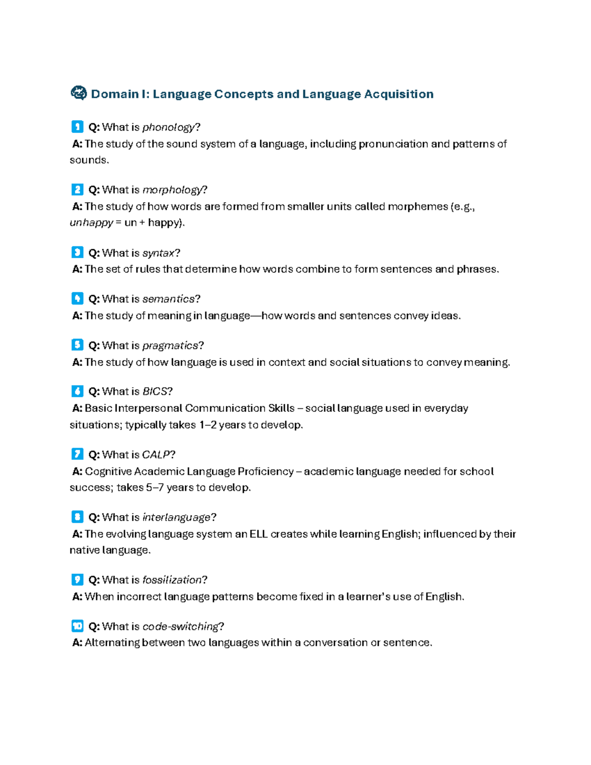 ESL 154 Final Exam Study Guide: Language Concepts & Acquisition - Studocu