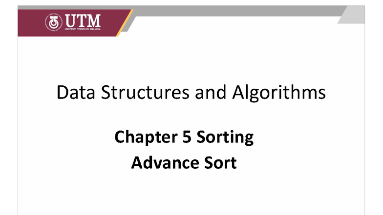 DSA 2023: Chapter 5 - Advanced Sorting Techniques - Studocu