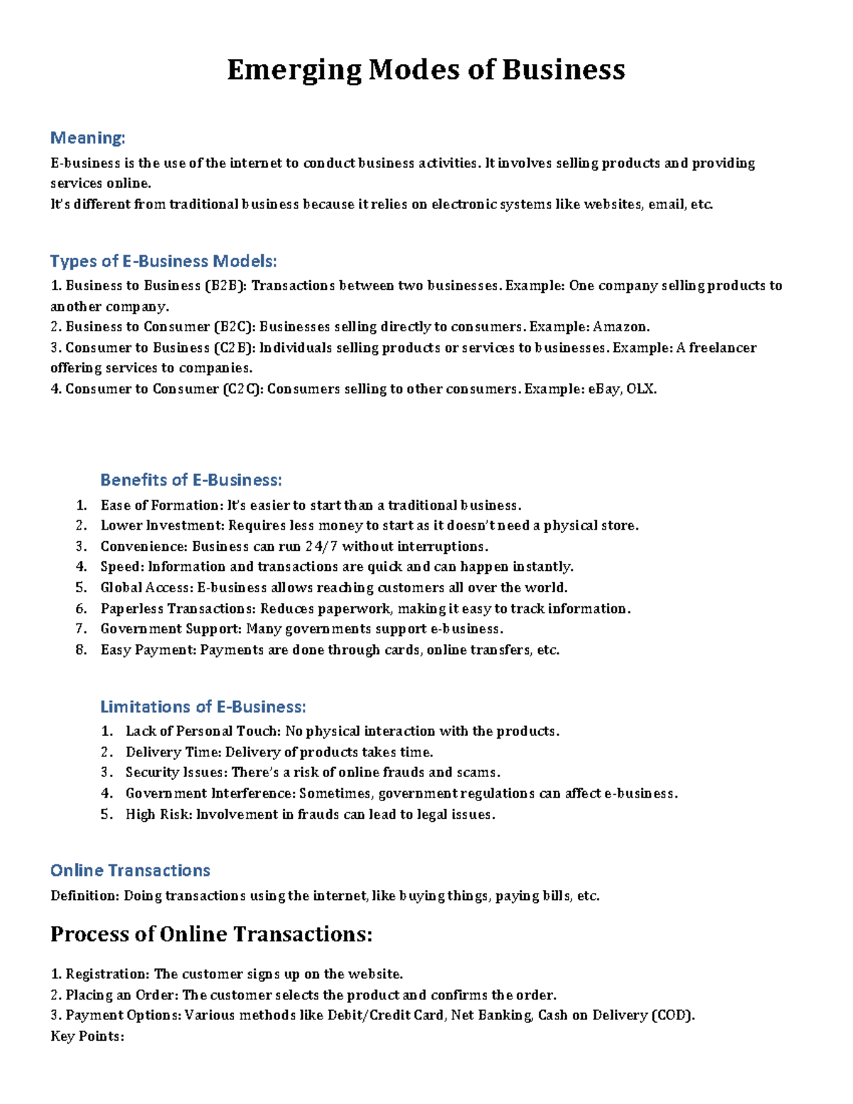 Emerging Modes of Business: Online vs. Traditional Models - Studocu