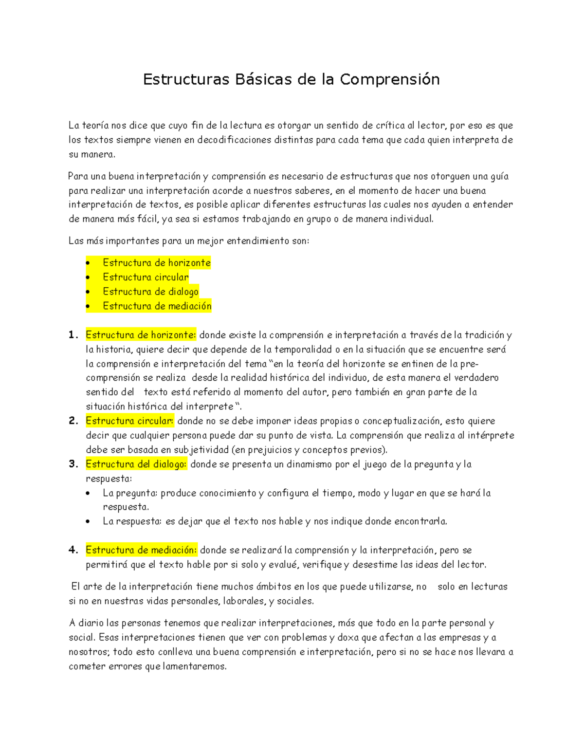 Estructuras Básicas de la Comprensión - Estructuras B·sicas de la ComprensiÛn La teorÌa nos dice ...