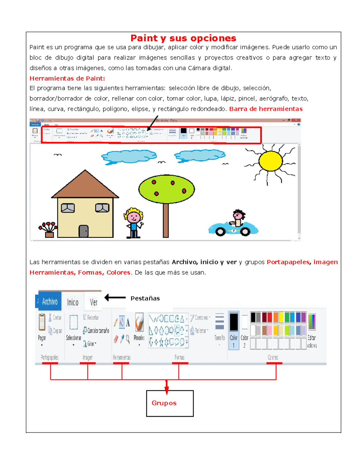 Clases 1 al 4 grado - Computación - Grupos Pestañas Paint y sus ...