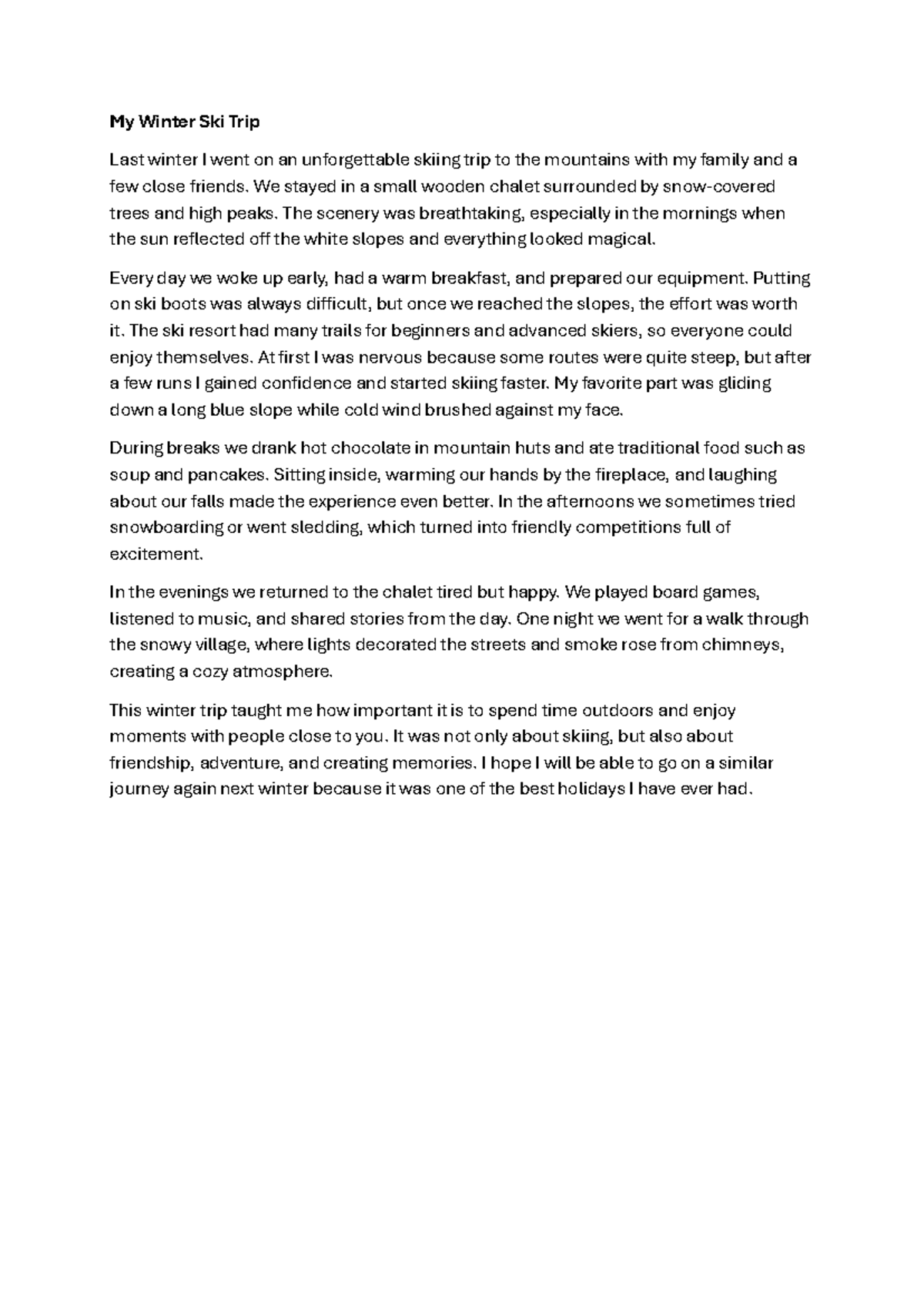 Ski Trip Memories: A Family Adventure in the Mountains - Studocu