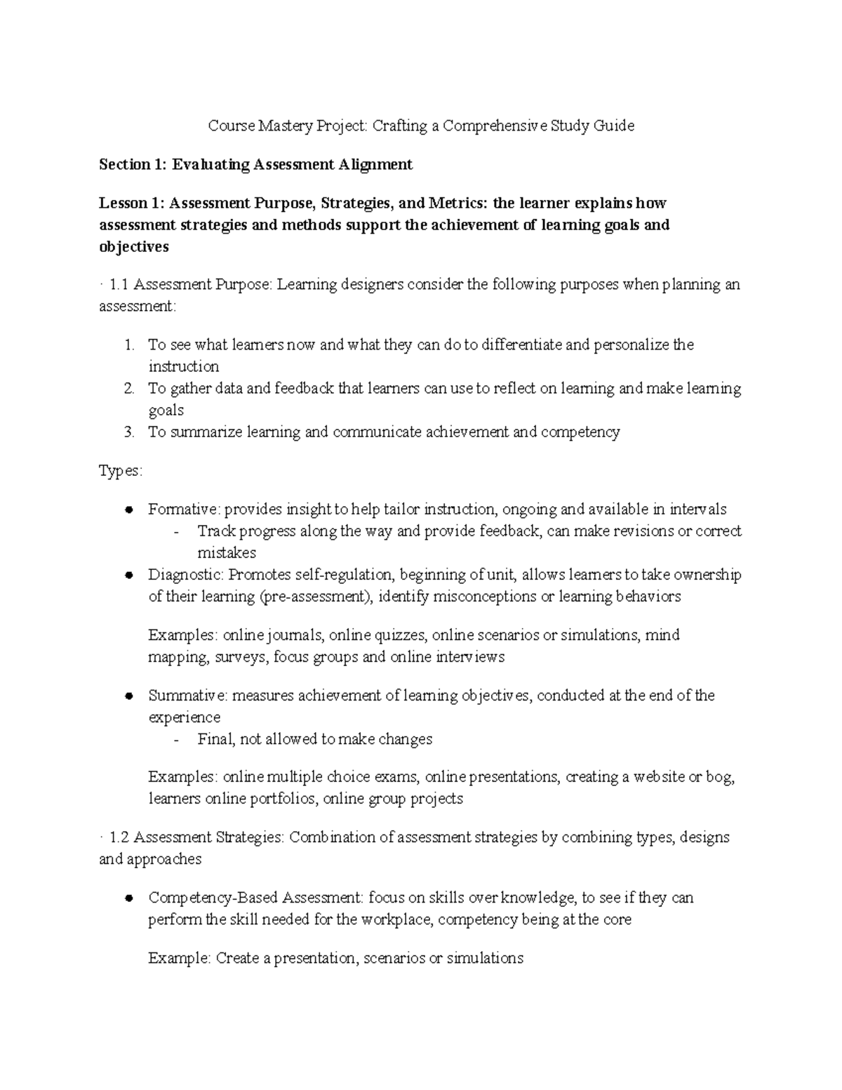 Course Mastery Project - D293: Comprehensive Study Guide on Assessments ...