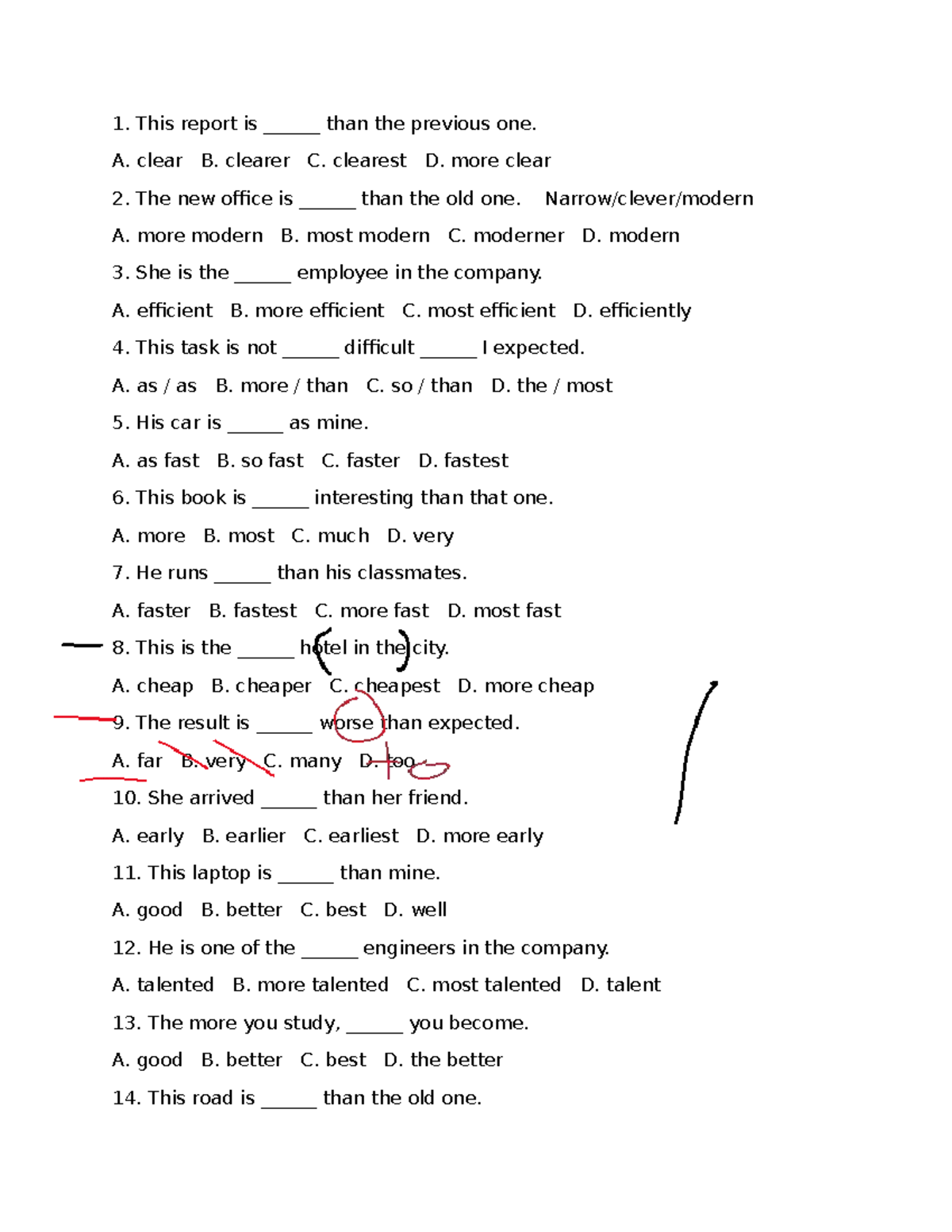 Comparison Exercises for English Language Learning - Studocu