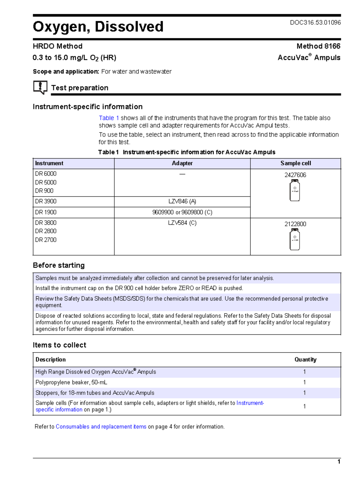 High Range Dissolved Oxygen Test Method 8166 (DOC316.53.01096) - Studocu