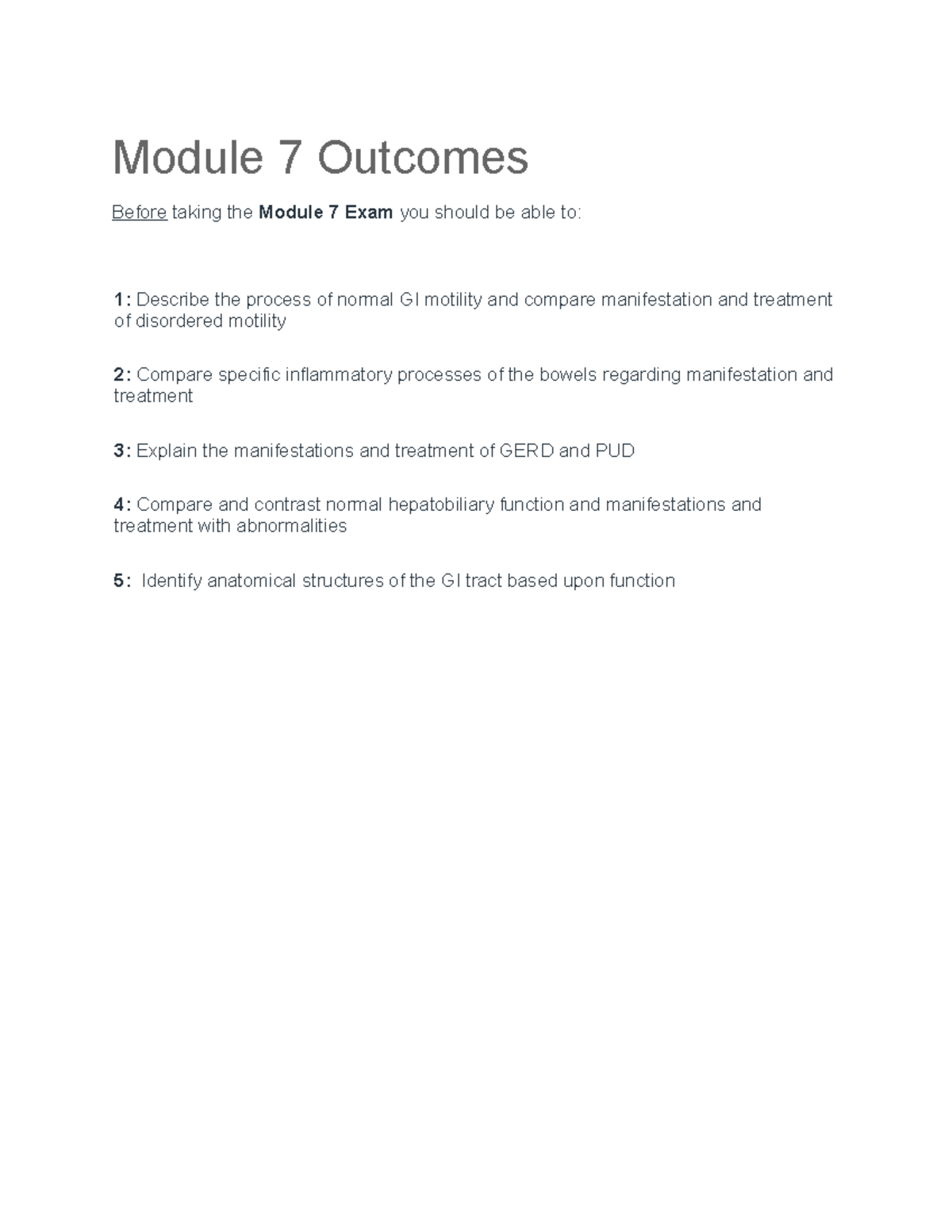 Pathophysiology Module 7: GI Motility and Disorders Overview - Studocu