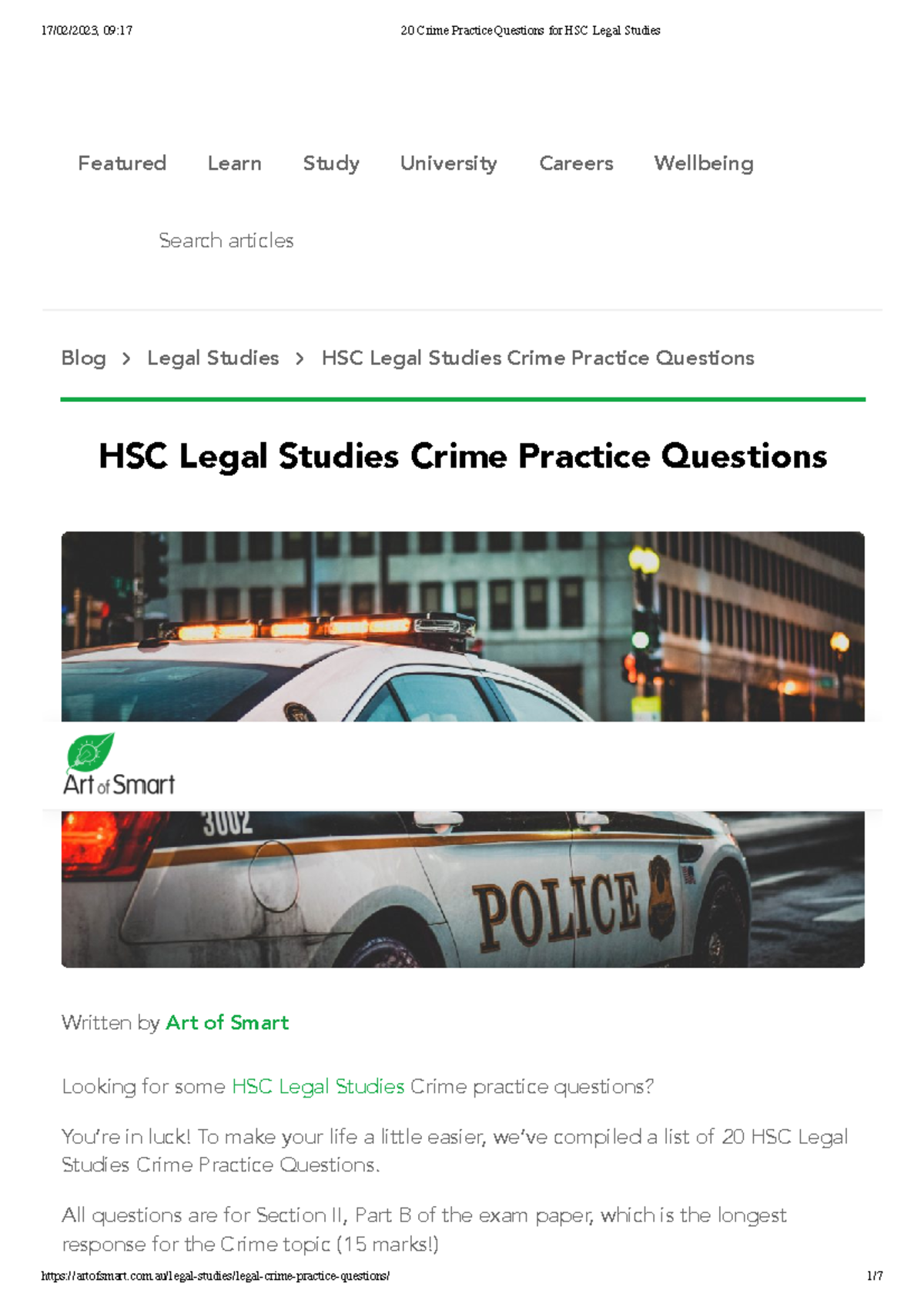 20 Crime Practice Questions for HSC Legal Studies - - Studocu