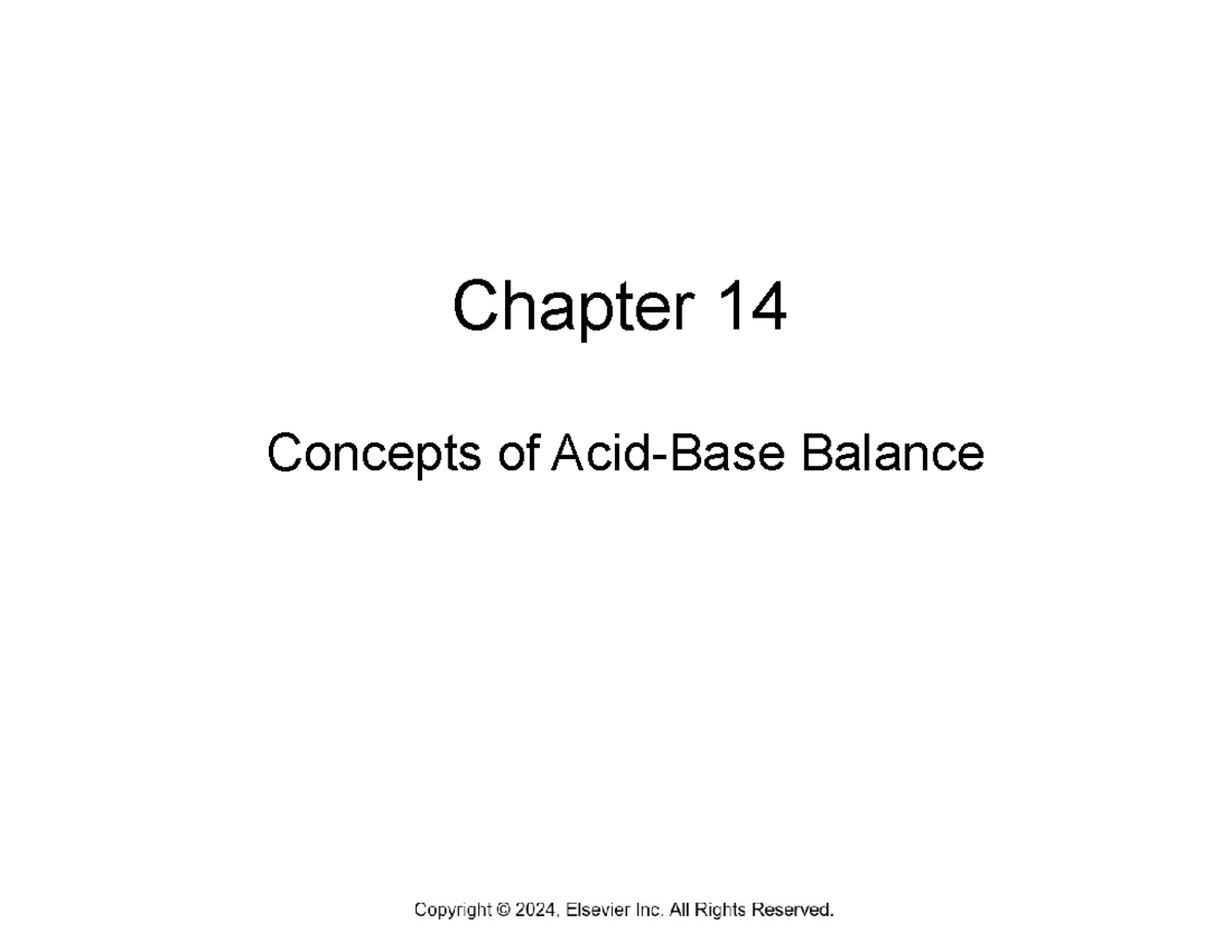 Chapter 14: Acid-Base Balance & Clinical Implications in Healthcare - Studocu