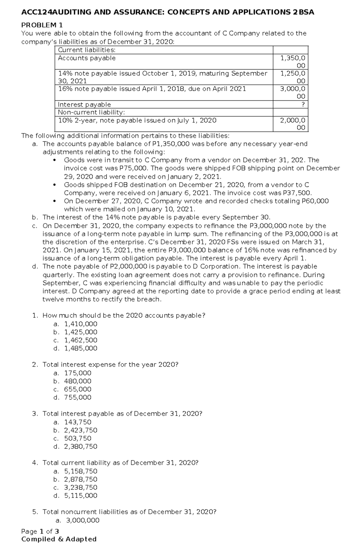 ACC124 - Auditing and Assurance: Concepts and Applications Notes - Studocu