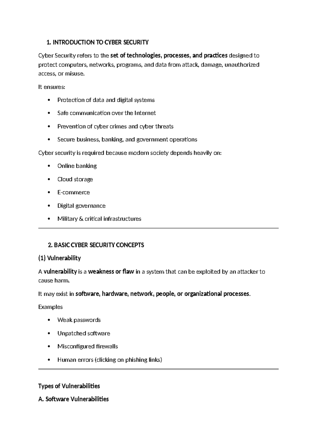 Introduction to Cyber Security: Concepts, Threats, and Policies - Studocu