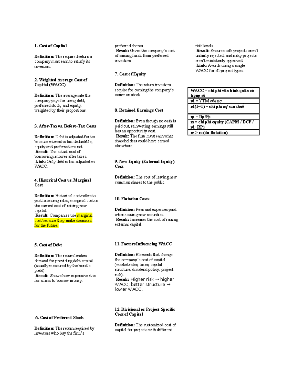 Finance Management Chapter 10: Cost of Capital Explained - Studocu