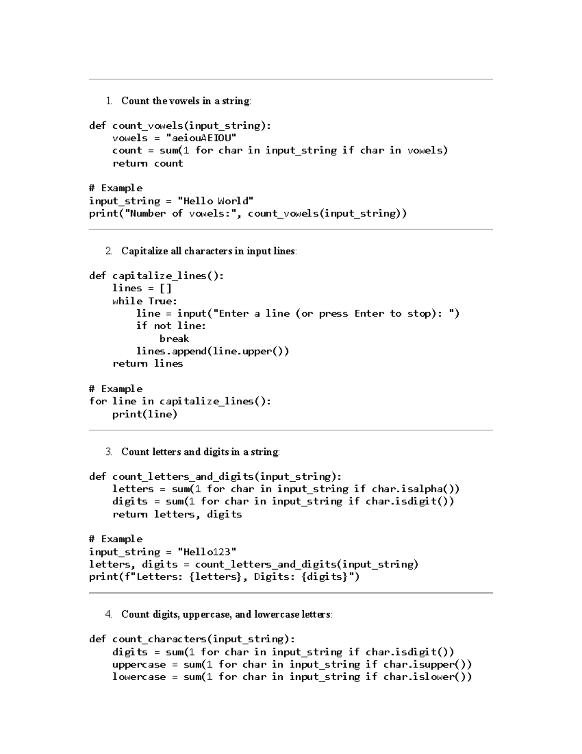 Python Short Programs - Count the vowels in a string: def count_vowels(input_string): vowels ...
