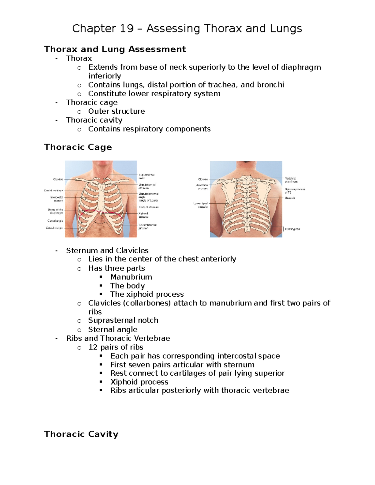 Chapter 19 - Comprehensive Thorax and Lung Assessment Techniques - Studocu